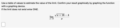 solved use a table of values to estimate the value of the