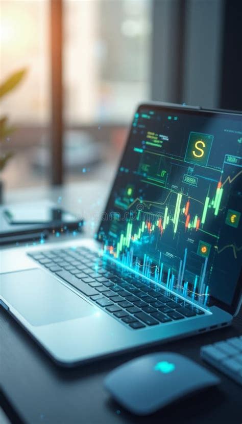 Dynamic Data Visualization On Laptop Stock Image Image Of Business Design 347611607