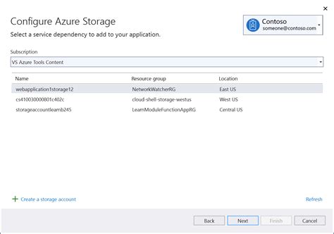 Add Azure Storage By Using Connected Services Visual Studio Windows