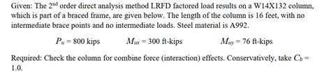 solved given the 2nd order direct analysis method lrfd
