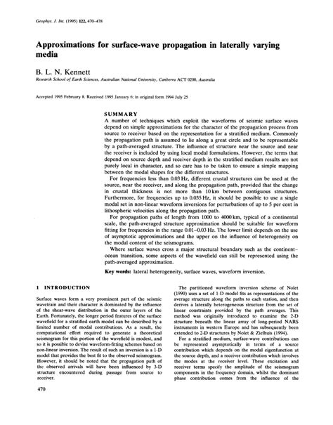 Pdf Approximations For Surface‐wave Propagation In Laterally Varying Media