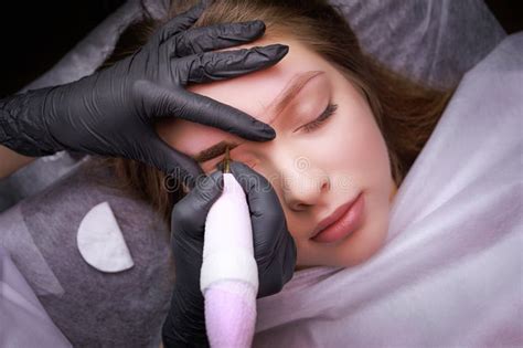 Pmu Procedure Permanent Eyebrow Makeup Stock Image Image Of Closeup Makeup 305931217