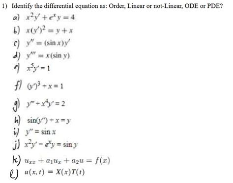 Solved Identify The Differential Equation As Order Linear