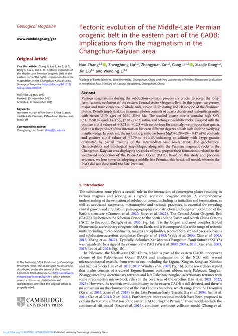 Pdf Tectonic Evolution Of The Middle Late Permian Orogenic Belt In