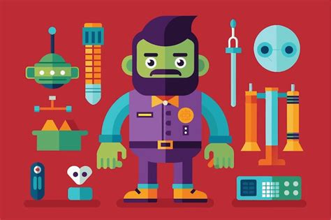 A Colorful Flat Illustration Showcases A Customizable Character Sprue