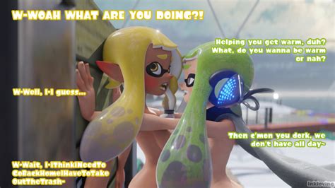 Rule 34 2girls Agent 3 Splatoon Agent 3 Splatoon 3 Blender Blush Braid Breasts Cape