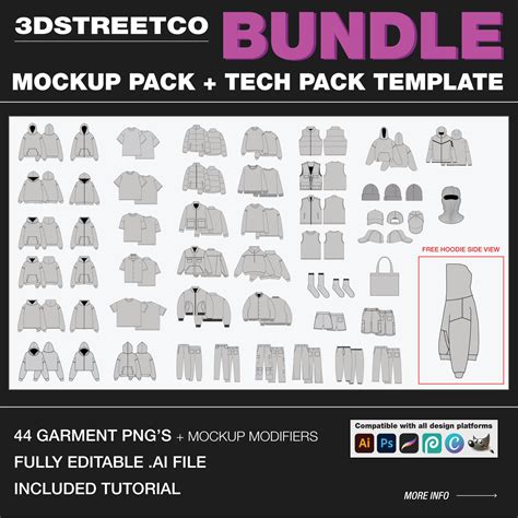 Ultimate Clothing Template Bundle 44 Garment Mockups And Editable Tech
