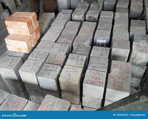 Concrete Cube Strength Compression Test At The Laboratory Using Compression Machine Editorial