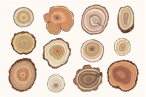 Premium Vector Tree Rings Vector Illustrations Set