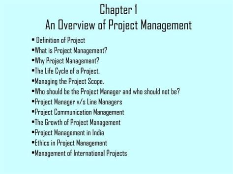 Chapter 1 An Overview Of Project Management Project Resource