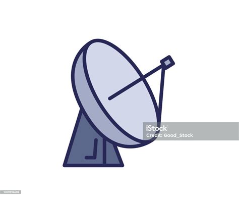 위성 접시 안테나 아이콘입니다 선 색 벡터 일러스트 레이 션 흰색 배경에 고립 감시에 대한 스톡 벡터 아트 및 기타 이미지 감시 그릇 글로벌 커뮤니케이션 Istock