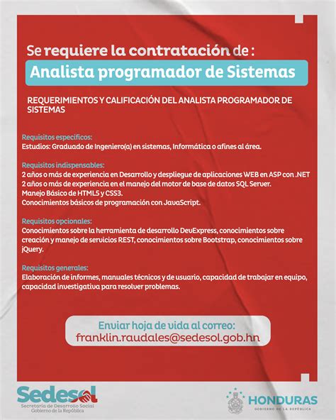 Analista Programadora De Sistemas Sedesol