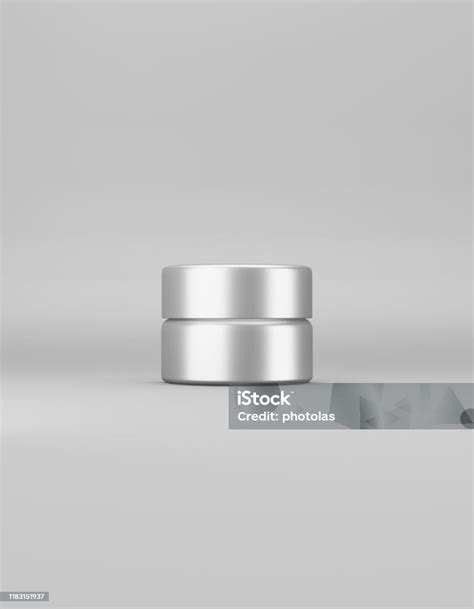회색 배경에 뚜껑 모형이있는 작은 금속 항아리 템플릿 포장 식품 화장품 화학 3d 렌더링 0명에 대한 스톡 사진 및 기타 이미지