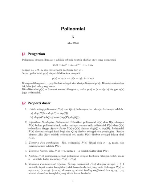 Polinomial Pdf Metode And Bahan Ajar