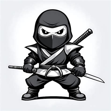 Cartoon Ninja Holding Two Weapons Premium Ai Generated Image
