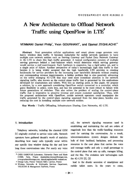 Pdf A New Architecture To Offload Network Traffic Using Openflow In Lte