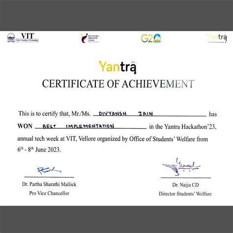 Divyansh Jain On Linkedin Thrilled To Receive The Best Implementation Award At The Hackathon