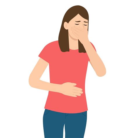 The Woman Suffers From Nausea Nausea During Pregnancy Vomiting