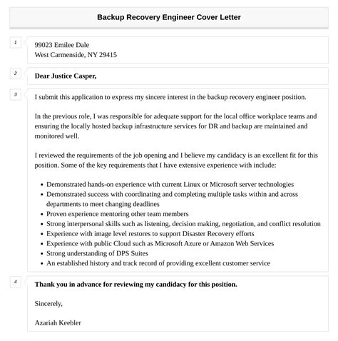 Backup Recovery Engineer Cover Letter Velvet Jobs