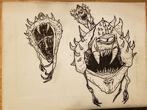 2016 Cacodemon Study Ink On Canvas R Doom