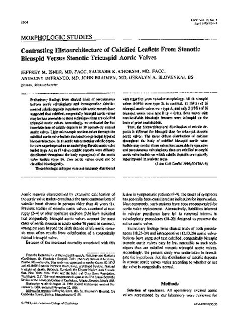 Pdf Contrasting Histoarchitecture Of Calcified Leaflets From Stenotic