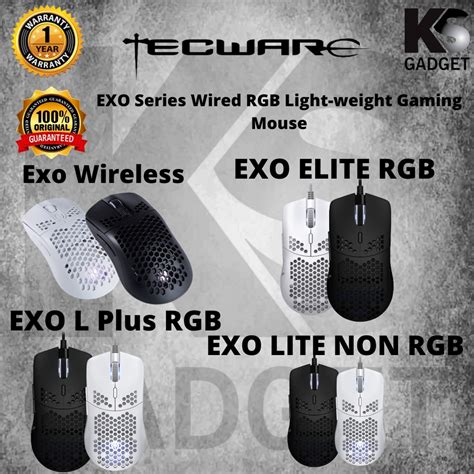 Tecware Exo Series Wired Rgb Light Weight Gaming Mouse [ Exo L Plus Exo Wireless ] Black