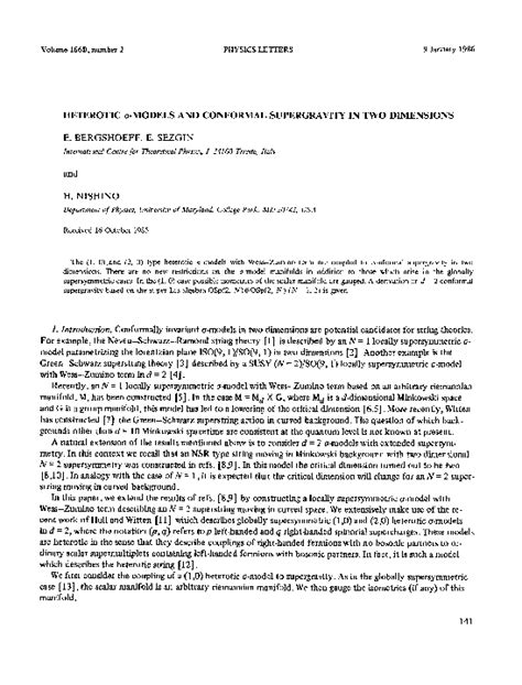 Pdf Heterotic σ Models And Conformal Supergravity In Two Dimensions