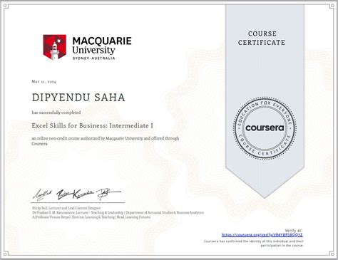 Dipyendu Saha On Linkedin Coursera Excelcourse Excelforbusiness Intermediate1