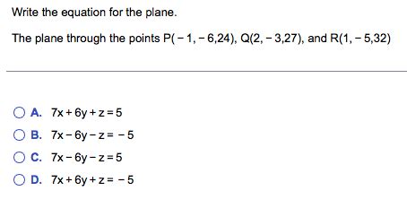 Solved Write The Equation For The Plane The Plane Through Chegg