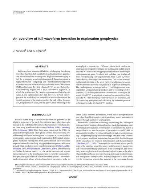 PDF An Overview Of Full Waveform Inversion In Exploration PDF FileAn Overview Of Full