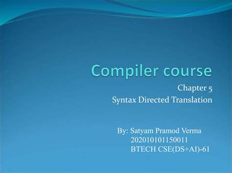 Chapter 5 Syntax Directed Translation Ppt