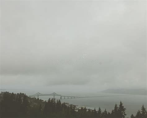 Scenic View Of Columbia River On A Foggy Day Astoria Oregon Usa