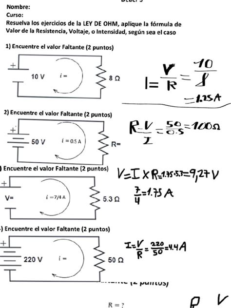 Ejercicios Ley De Ohm Pdf
