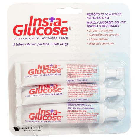 Insta Glucose Single Dose 31 Gm Tube 3 Pack Hart Health First Aid