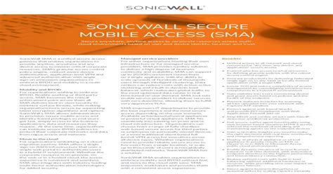 sonicwall secure mobile access sma · mobile access sma secure