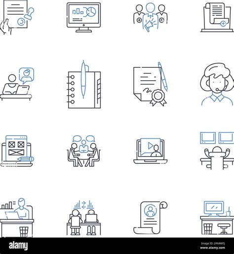 Cooperative Action Line Icons Collection Collaboration Teamwork