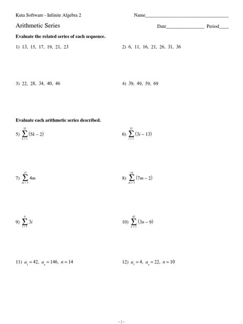 Arithmetic Series Evaluate The Related Series Of Each Sequence Pdf Mathematical Structures