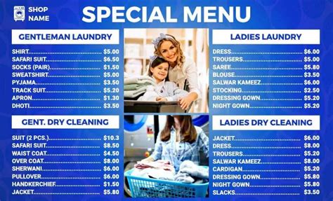 Laundry Menu Templates Photoadking