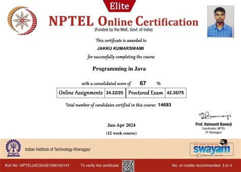 Hari Jakku On Linkedin Nptel Programminginjava