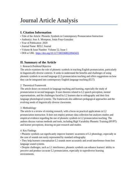 Journal Article Analysis Pdf Second Language Phonology