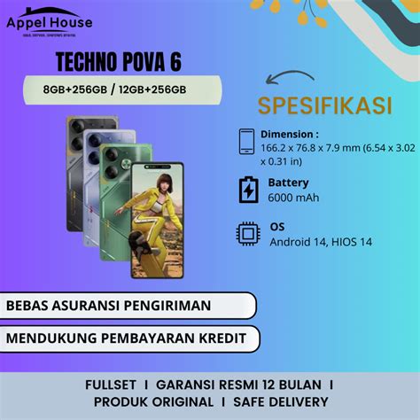 Jual Techno Pova 6 Brand New 8gb256gb 12gb256gb Garansi Resmi