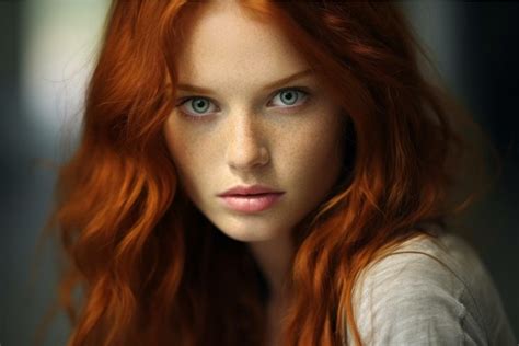 radiant hot redhead woman smile generate ai