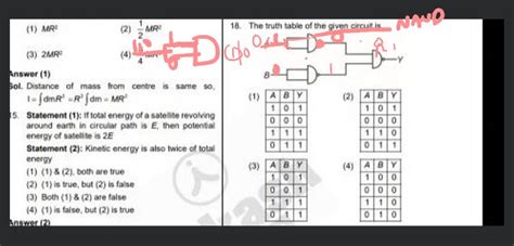 1 Mr22 21 Mr218 The Truth Tabie Of The Given Circuit Is3 2mr2