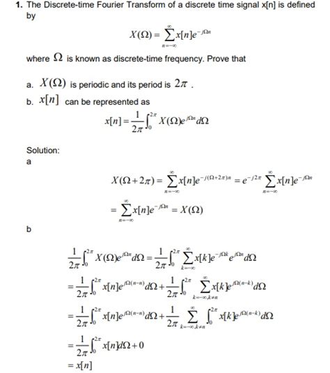 Solved 1 The Discrete Time Fourier Transform Of A Discrete Chegg Com