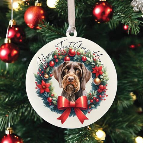 Personalised German Wirehaired Pointer Christmas Wreath Hanging