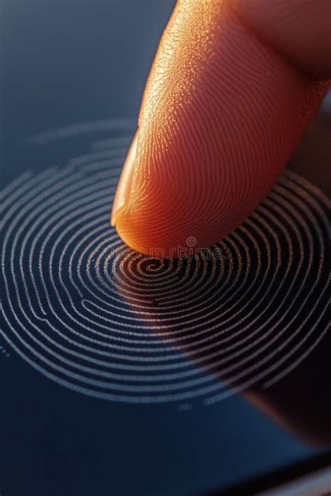 A Finger Is Gently Pressed Against A Fingerprint Scanner Showcasing Detailed Patterns And Lines