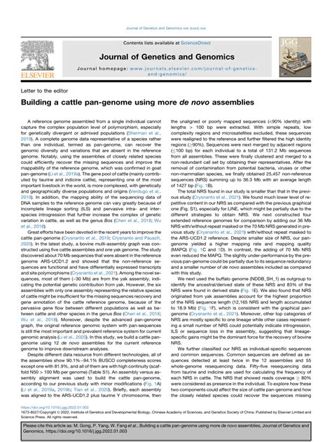 Pdf Building A Cattle Pan Genome Using More De Novo Assemblies