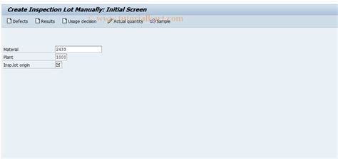 QA A SAP Tcode Create Inspection Lot