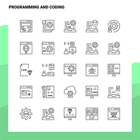 Set Of Programming And Coding Line Icon Set Icons Vector Minimalism Style Design Black Icons
