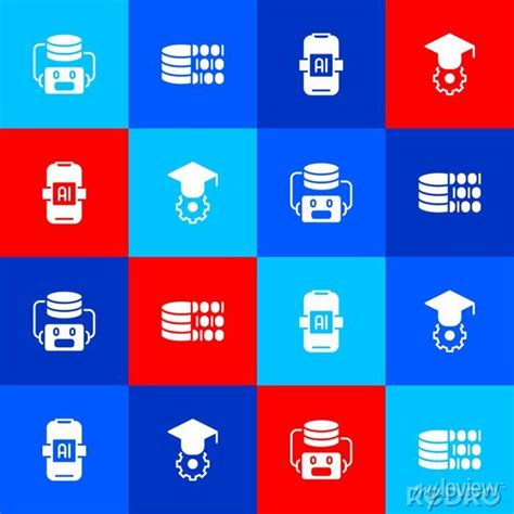 Set Artificial Intelligence Robot Binary Code Ai And Graduation Wall
